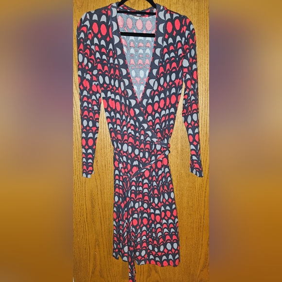 Boden | Dresses | Boden Wrap Dress Long Sleeve Womens R 95 Viscosa Red ...